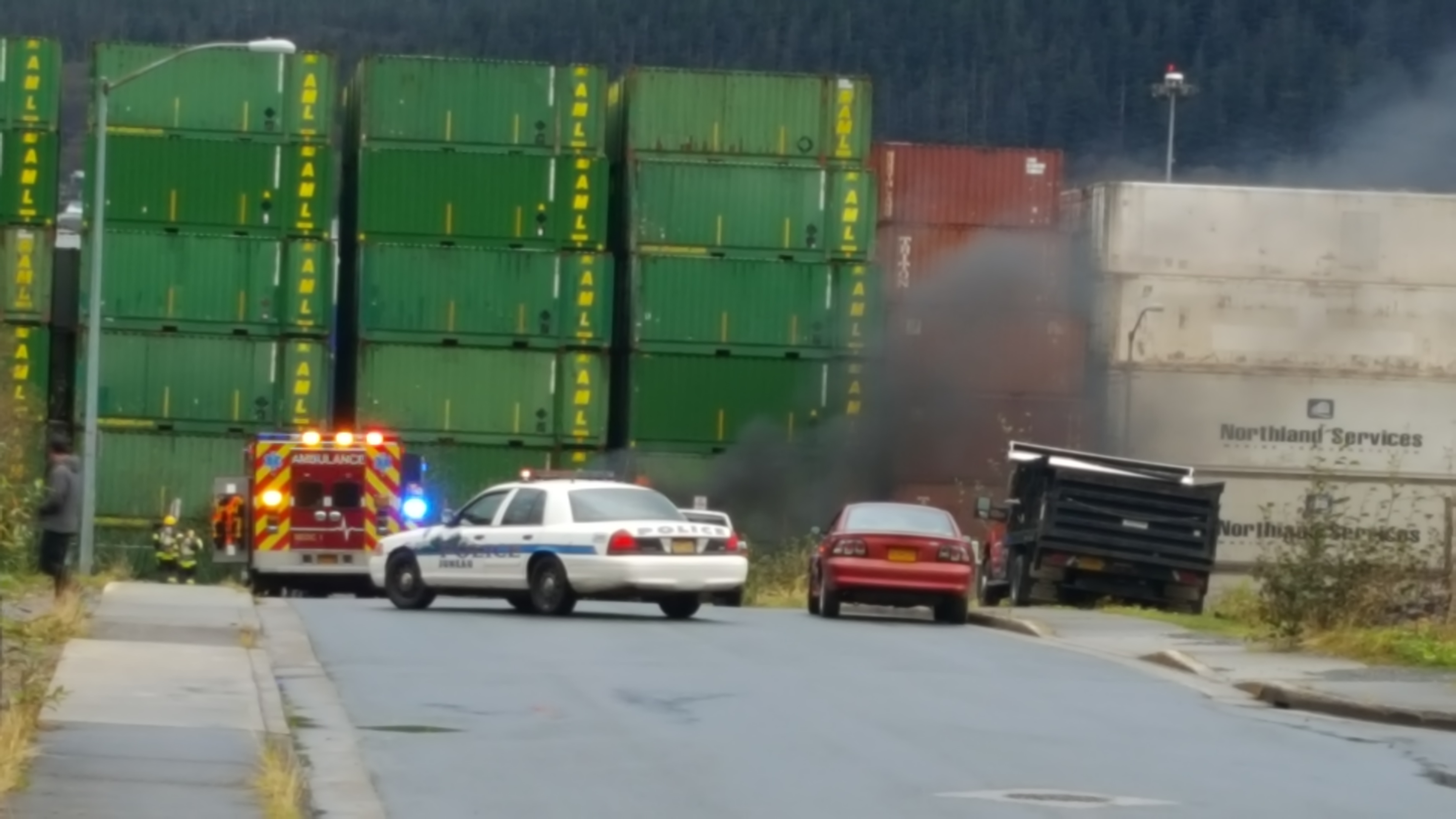 No one injured after gasoline ignites and sets car on fire