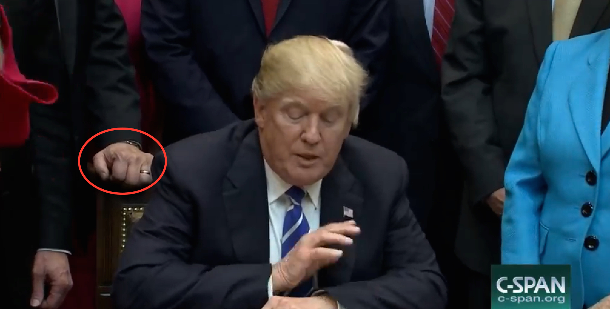 Young gives Trump a hand at bill signing