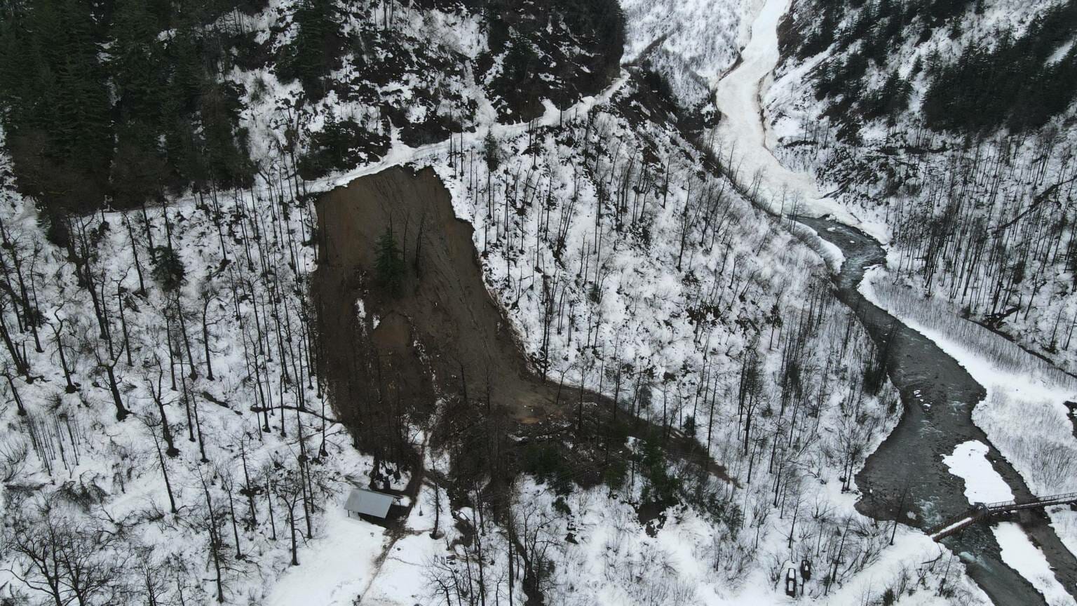 Slides have blocked a Juneau trail and parts of Basin Road