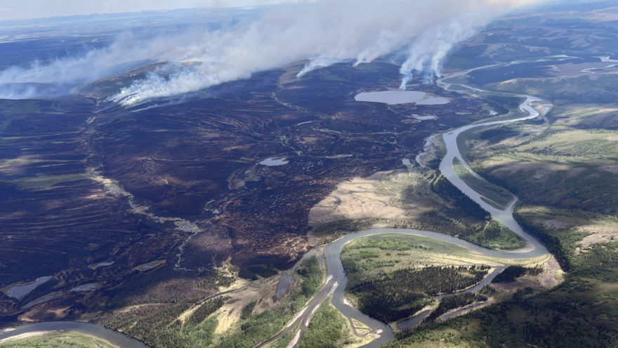 A large tundra fire is burning 12 miles away from St. Mary’s