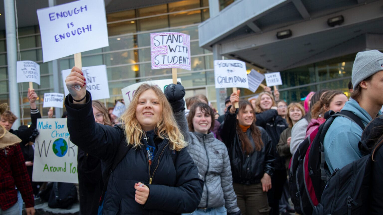 Hundreds of Mat-Su students stage walkout to protest school board decisions