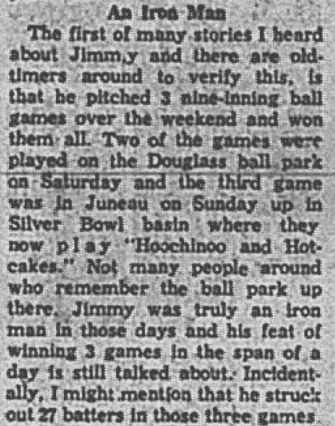 The Douglas ballpark was once named for a star Lingít athlete ...